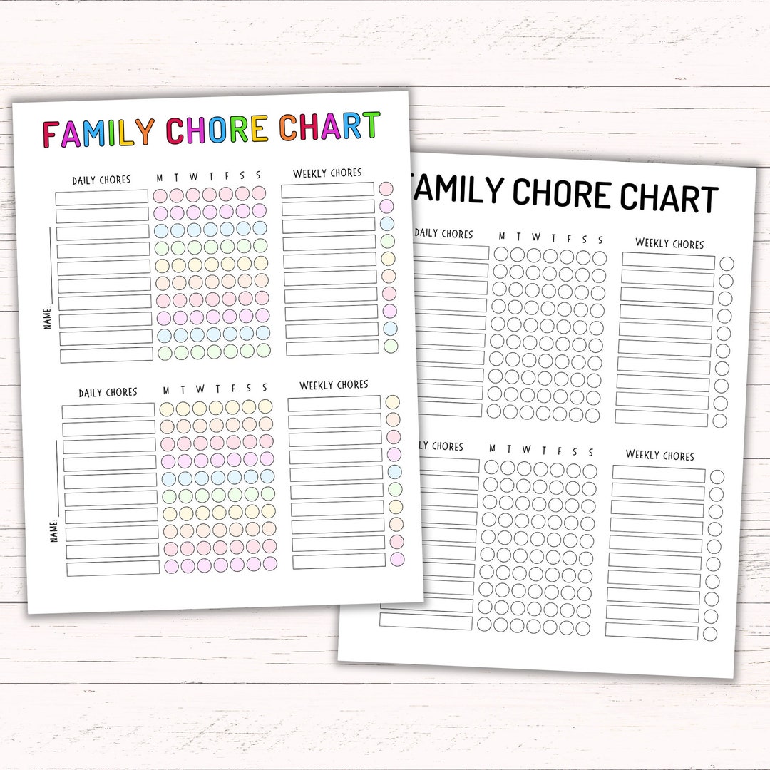 Printable Family Chore Chart - Editable Chore Chart for Multiple Kids ...