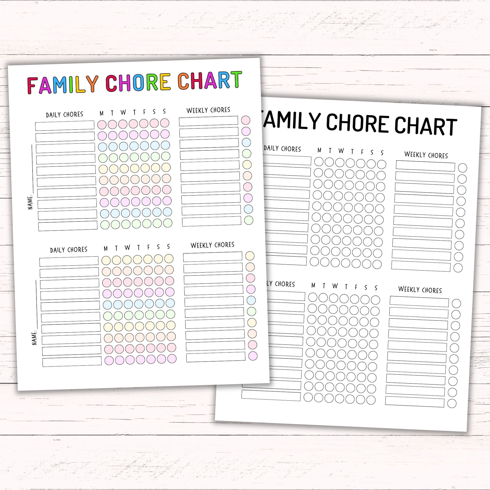 Printable Family Chore Chart Editable Chore Chart for Multiple Kids ...