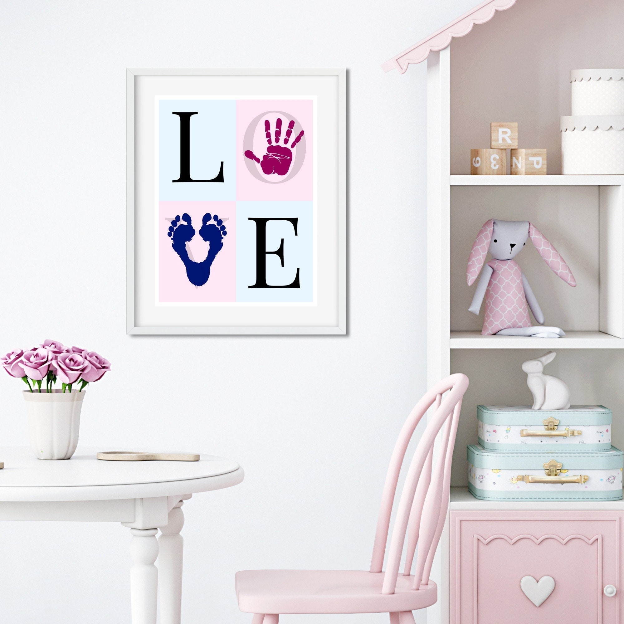 Printable LOVE Baby Handprint Footprint Craft Template DIY Baby ...