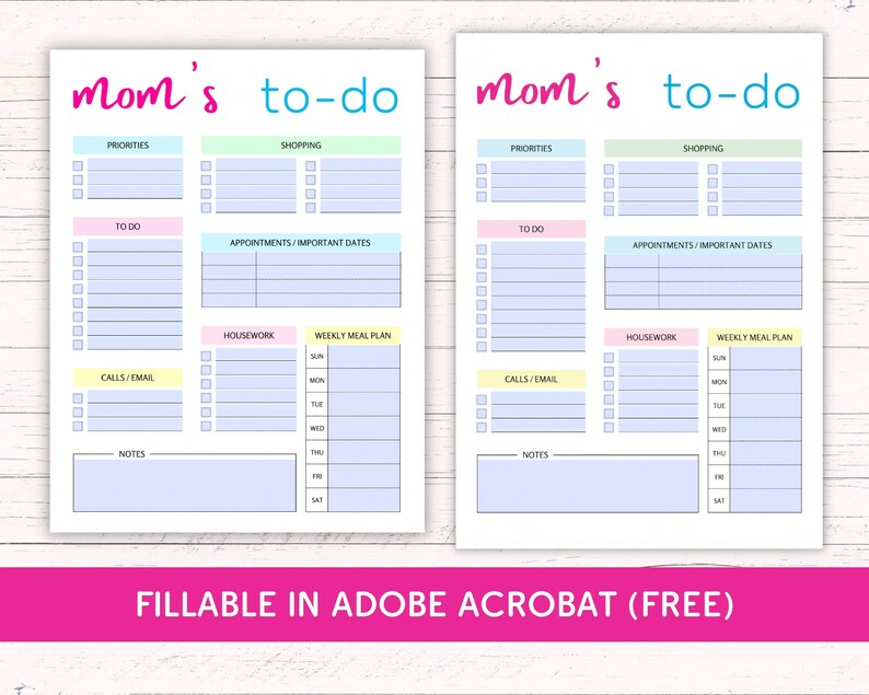 Printable Mom To-do List US Letter A4 Editable Instant - Etsy Australia