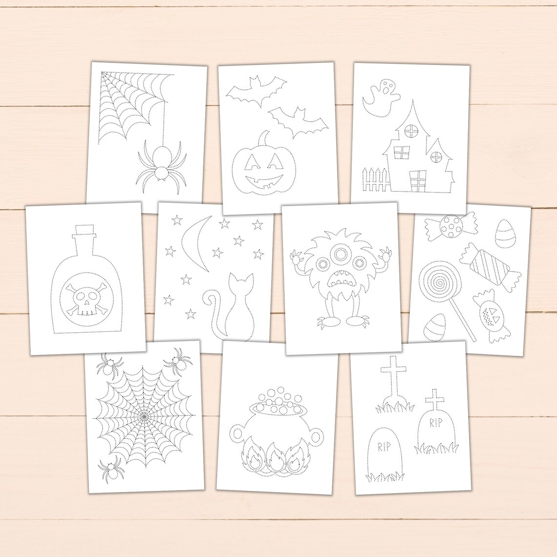 Printable Halloween Trace & Color Sheets Tracing Worksheets for ...