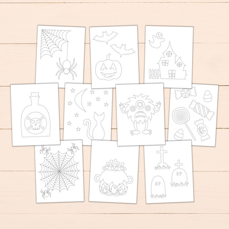 Printable Halloween Trace & Color Sheets Tracing Worksheets for ...