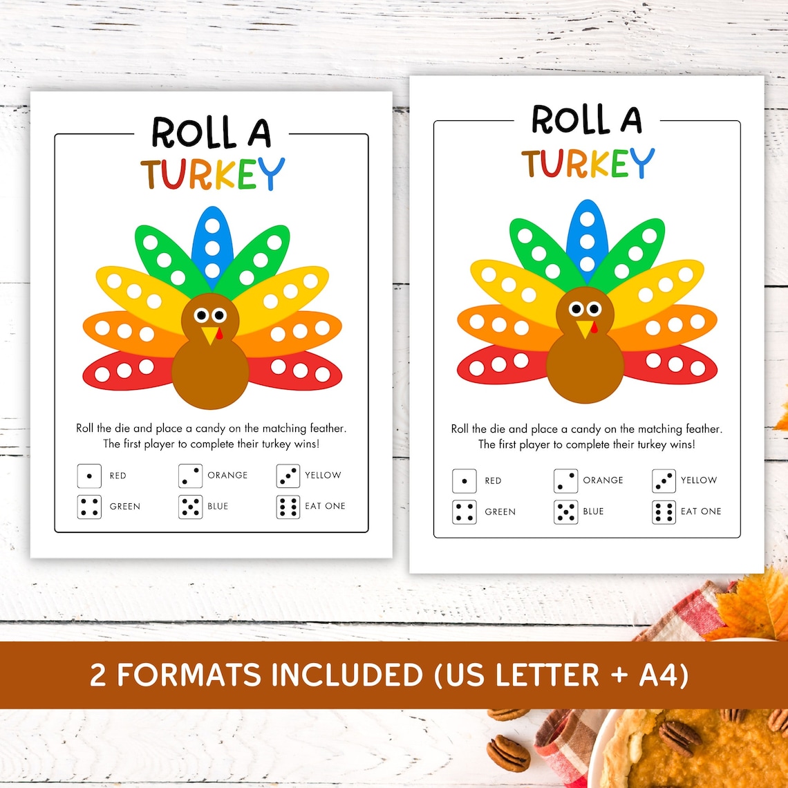 Roll a Turkey Game - Printable Thanksgiving Game - Fall Activity for ...