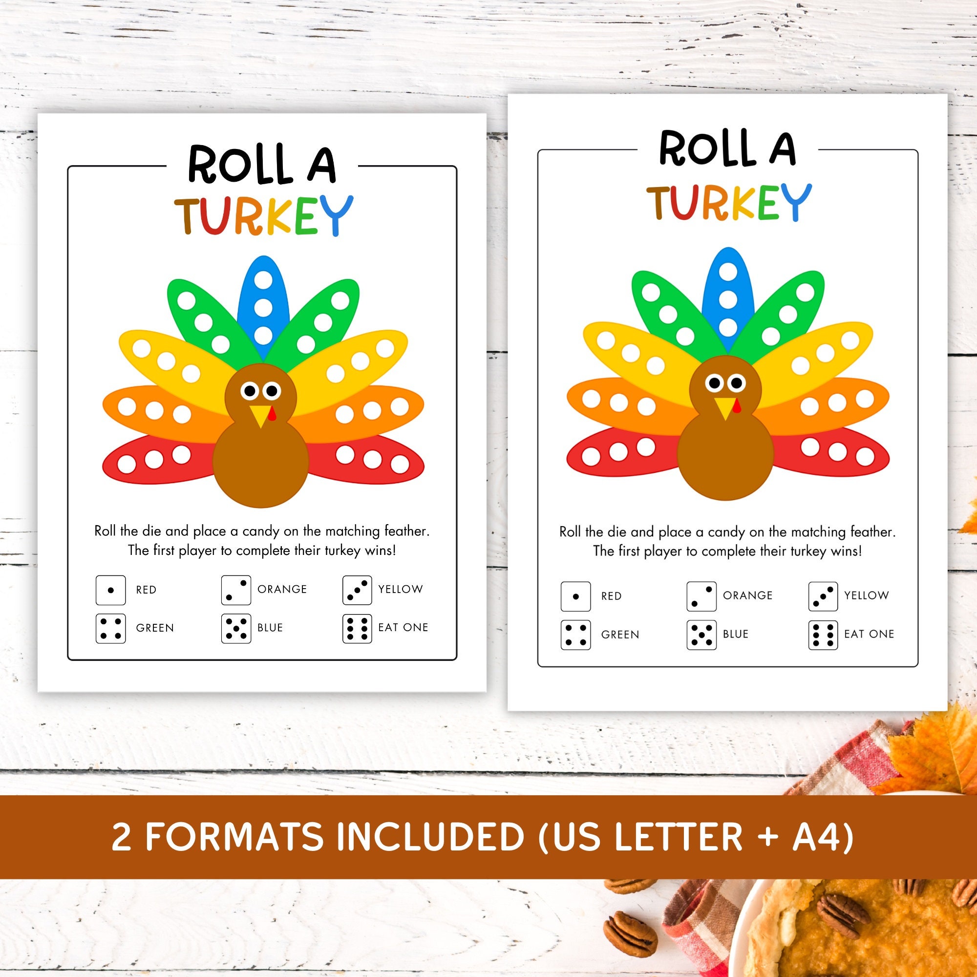 Roll a Turkey Game - Printable Thanksgiving Game - Fall Activity for ...