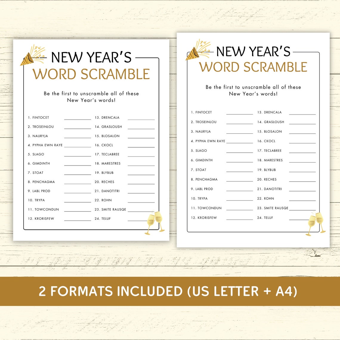 New Years Word Scramble - Printable New Year's Eve Activity - New Years ...