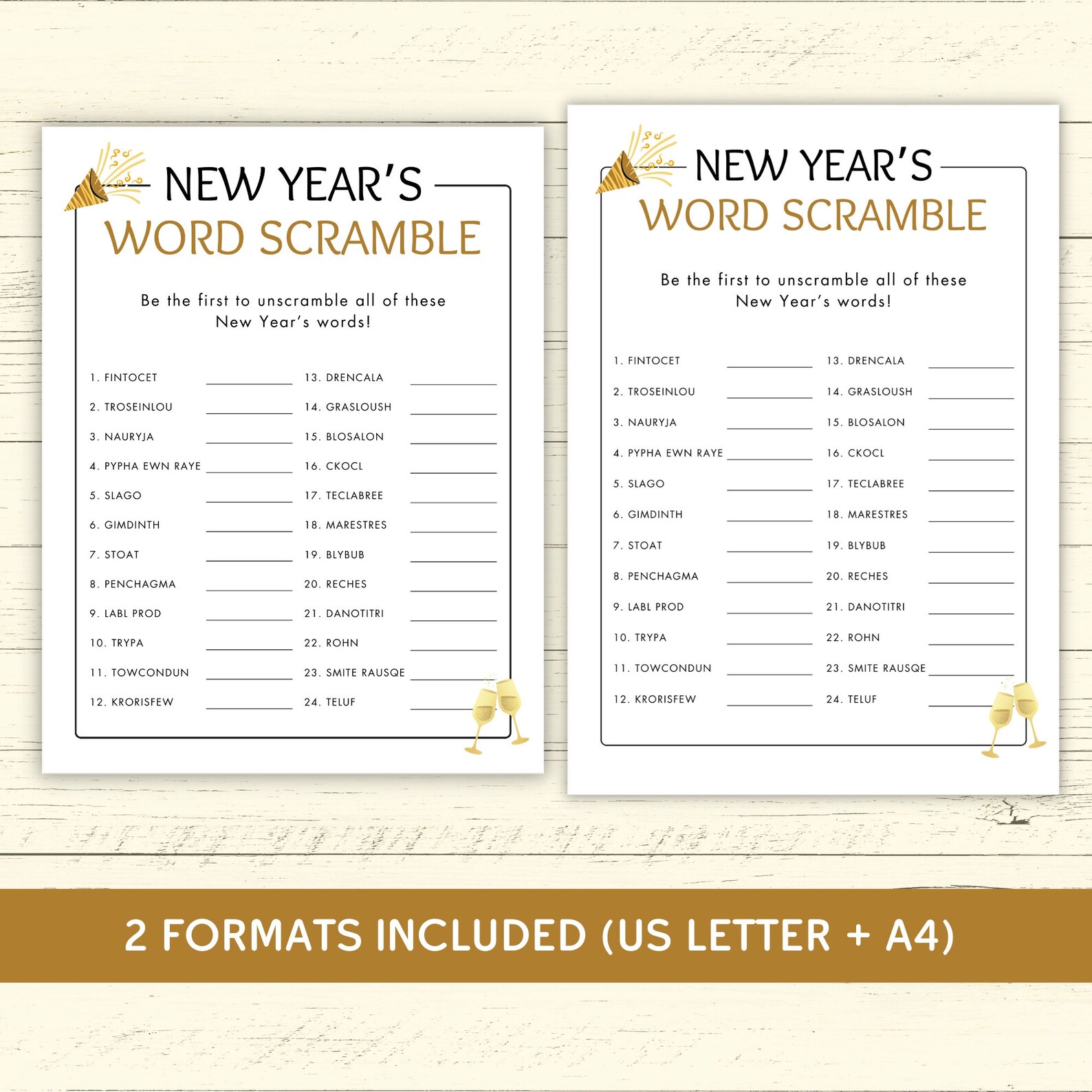 New Years Word Scramble - Printable New Year's Eve Activity - New Years ...