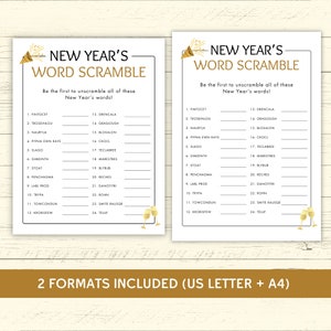 New Years Word Scramble - Printable New Year's Eve Activity - New Years ...
