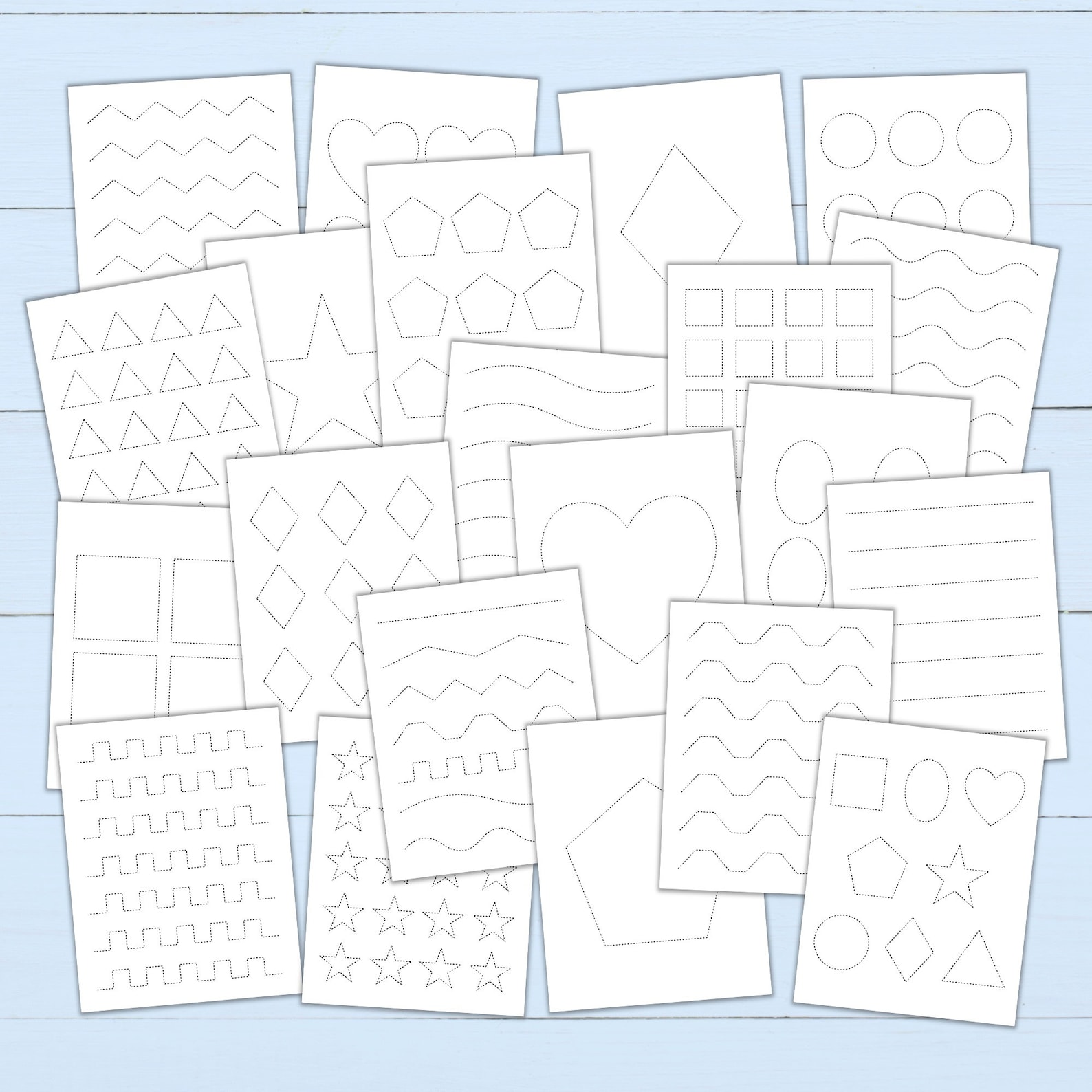 41-PAGE BUNDLE - Cutting Practice & Tracing Worksheets - Beginning ...