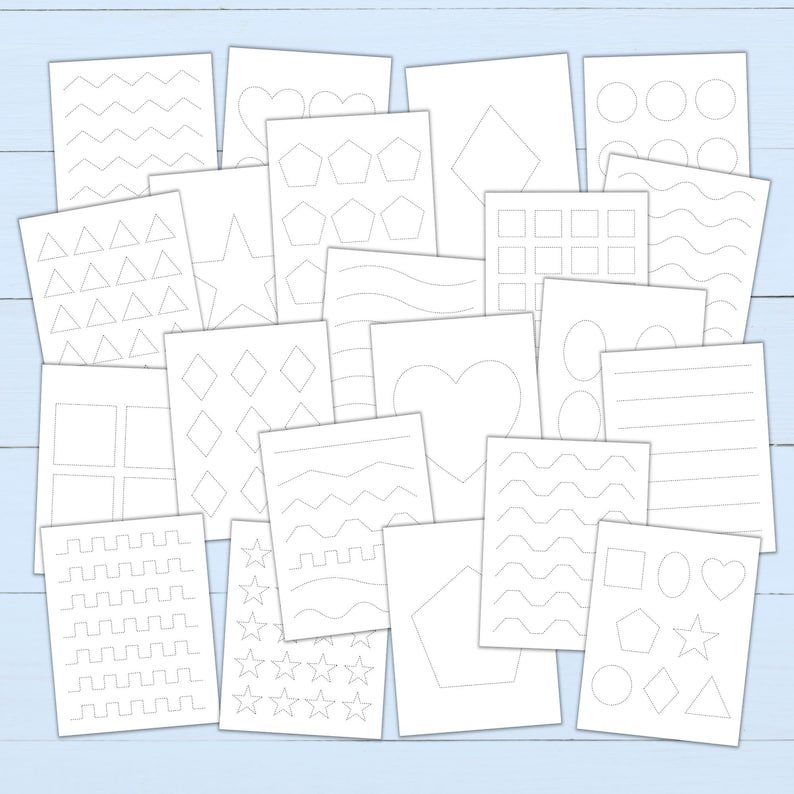 41-PAGE BUNDLE - Cutting Practice & Tracing Worksheets - Beginning ...