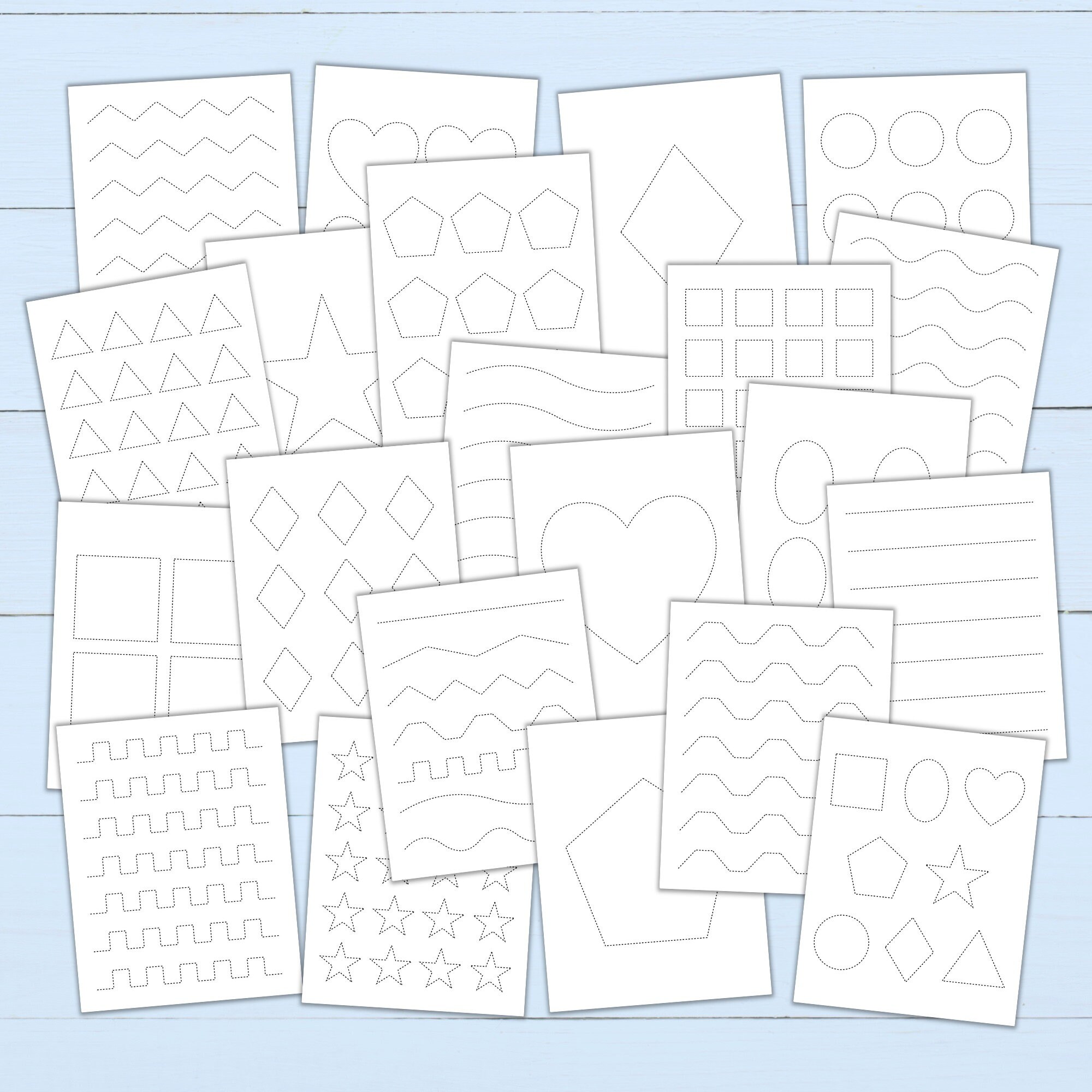 41-PAGE BUNDLE - Cutting Practice & Tracing Worksheets - Beginning ...