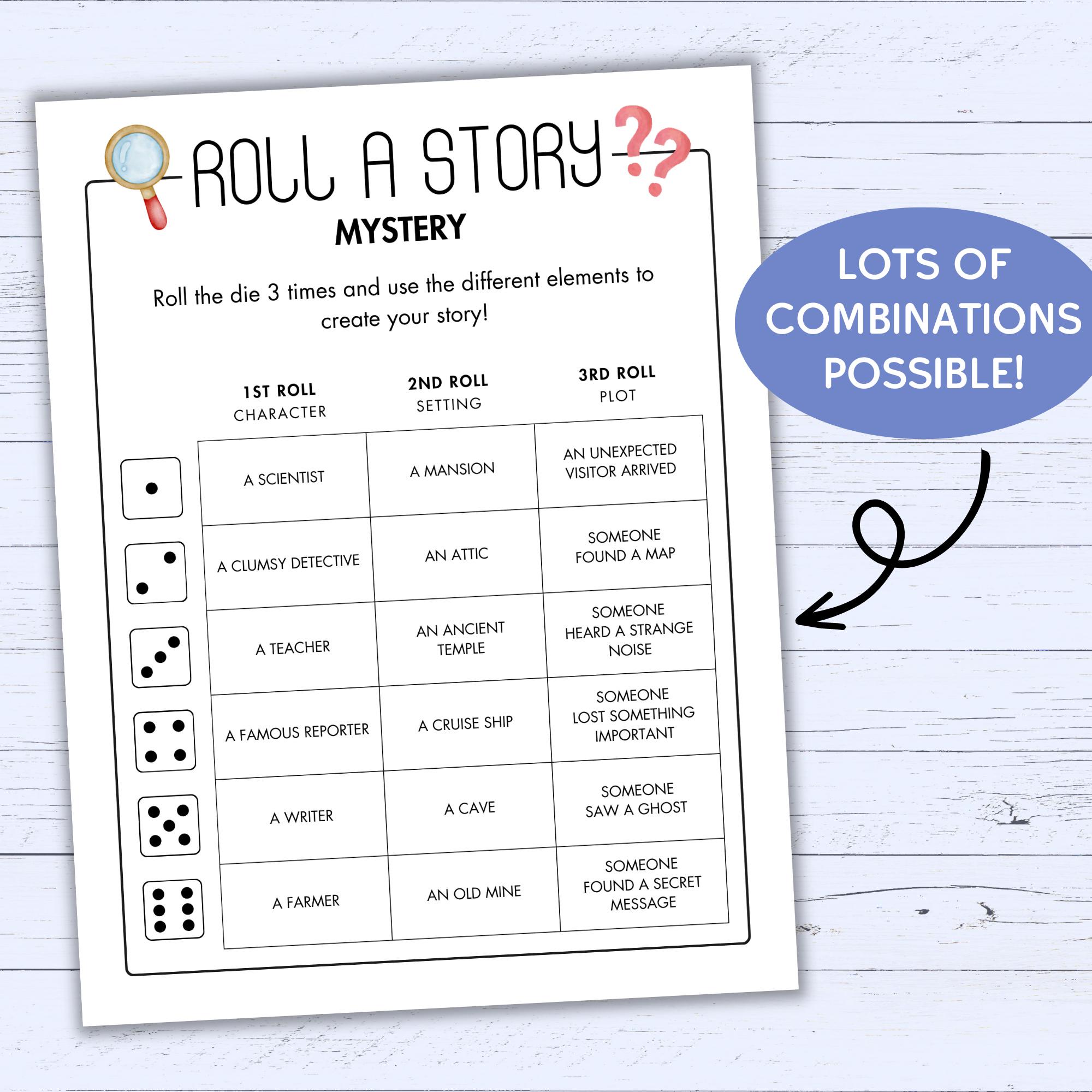 Roll a Mystery Story - Creative Writing Prompt Activity - Printable ...