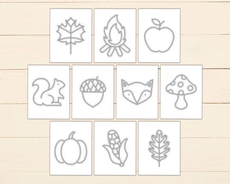 Fall Q-tip Tracing Sheets Printable Preschool Worksheets for - Etsy