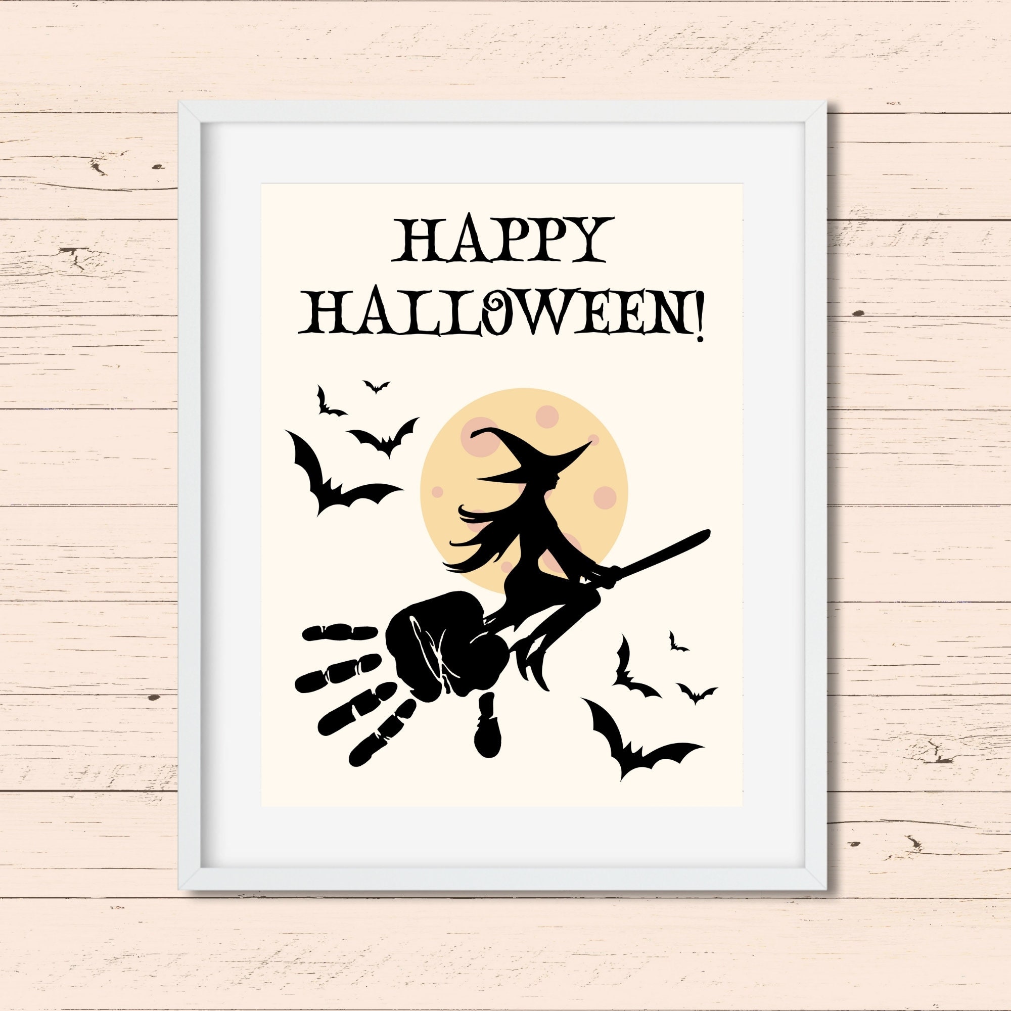 Halloween Witch's Broom Handprint Craft Template - Handprint Art Kit ...