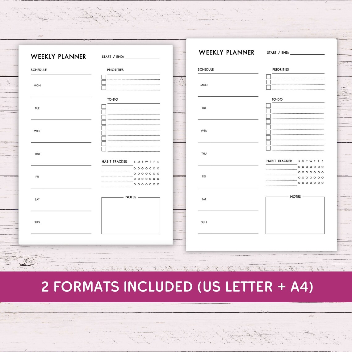 Editable Daily Weekly Monthly Planner Set Instant Download Blank ...