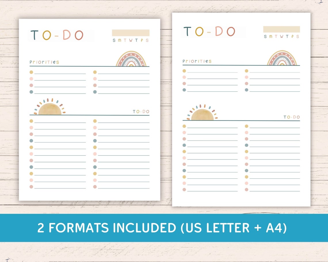 Printable Boho To-do List US Letter A4 Editable Instant - Etsy