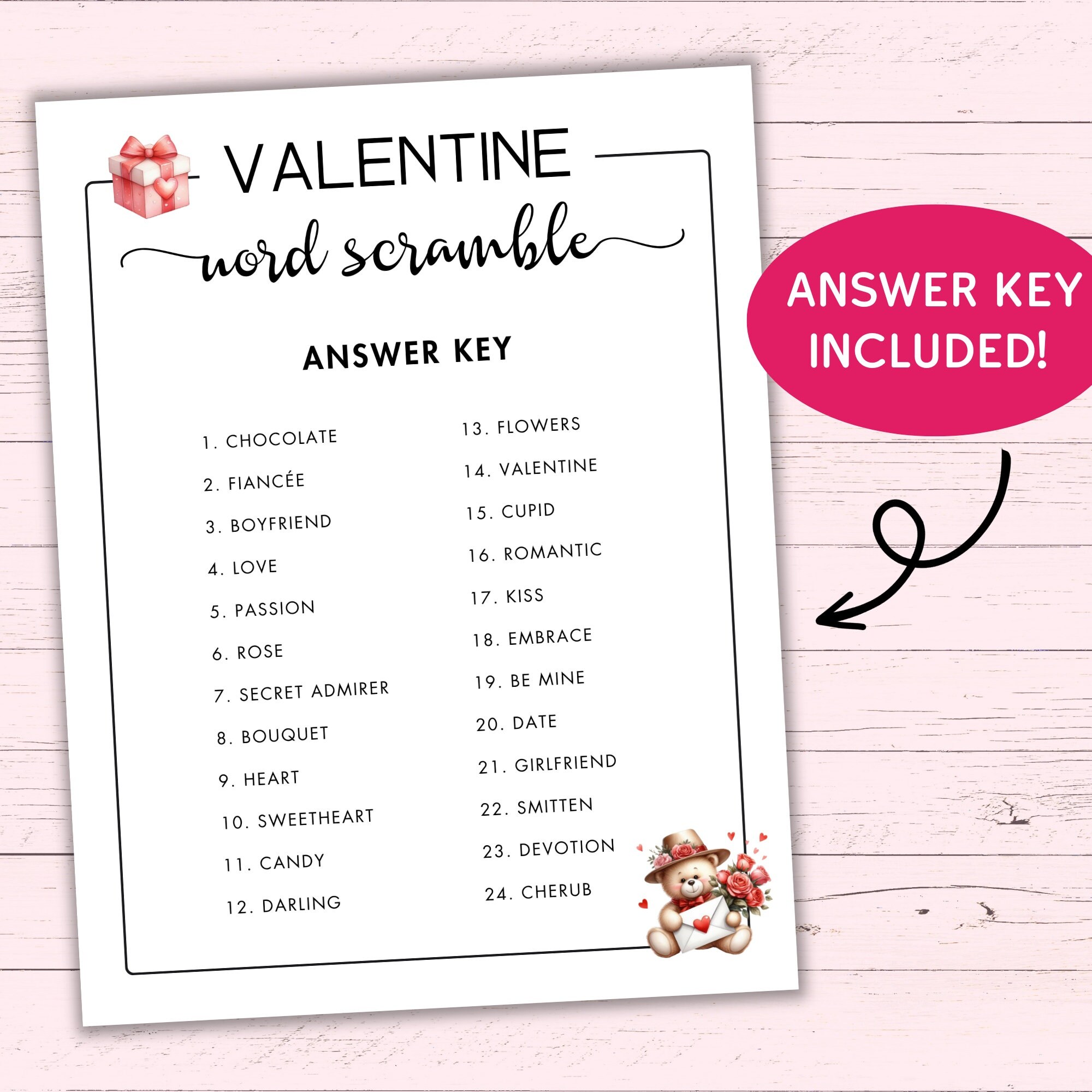 Valentine's Day Word Scramble - Printable Valentine Activity ...