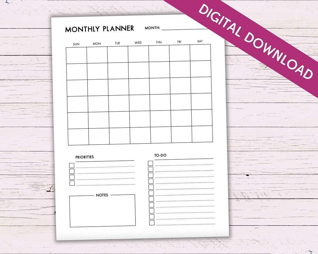 Editable Monthly Planner Instant Download Blank Fillable - Etsy