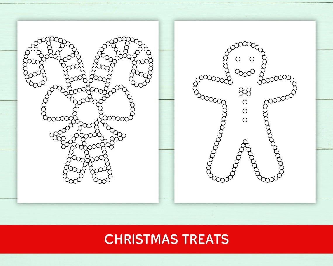 Christmas Q-tip Tracing Sheets Printable Preschool - Etsy