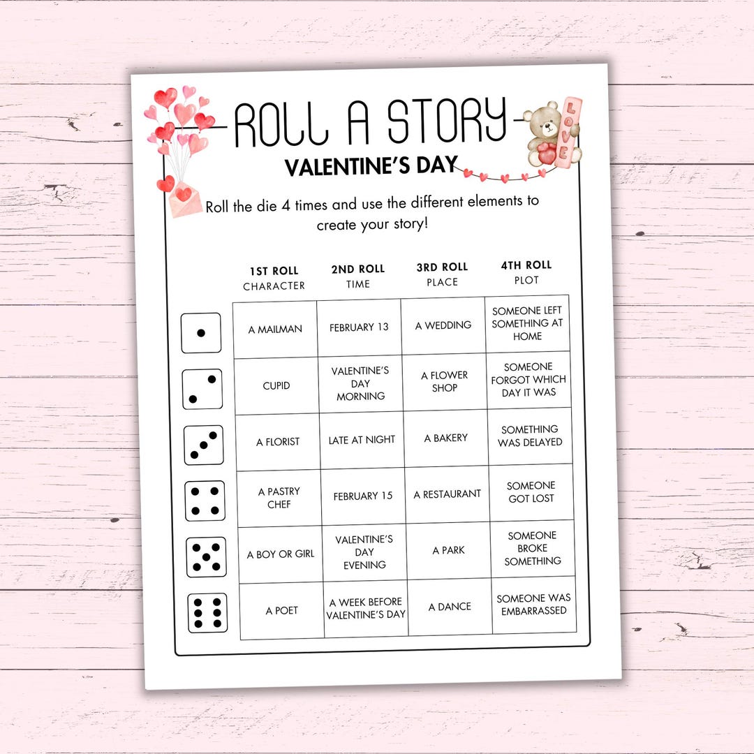 Valentine's Day Roll a Story - Creative Writing Prompt Activity ...