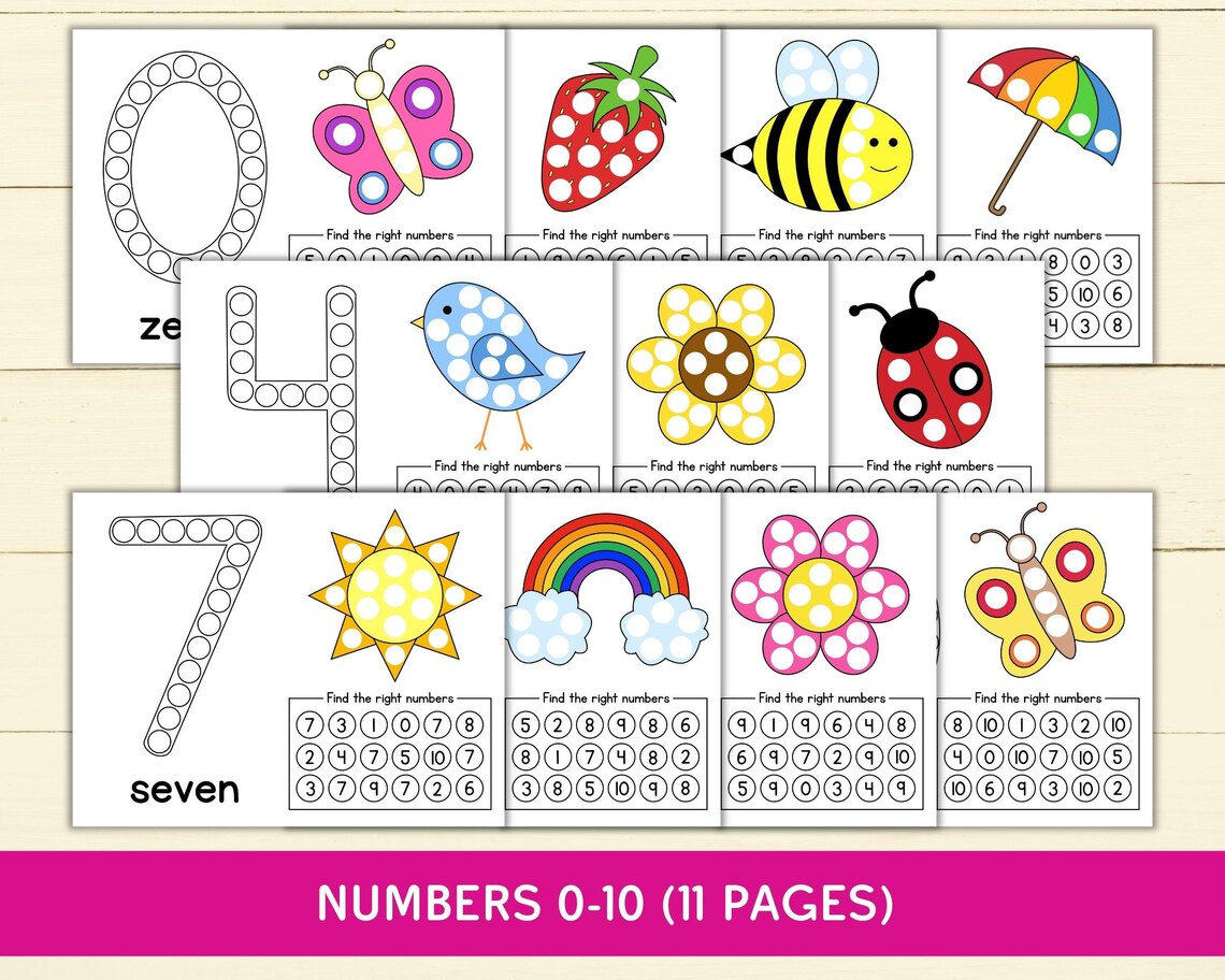 Printable Do a Dot Counting Activity Spring Number Activity | Etsy