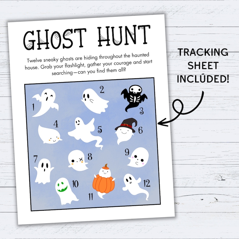 Printable Ghost Scavenger Hunt Game - Halloween Party Game for Kids ...