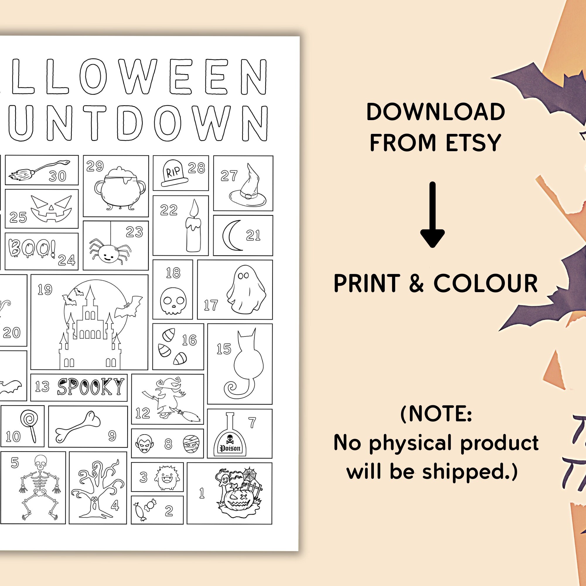 Printable Halloween Coloring Countdown - Halloween Countdown Coloring ...
