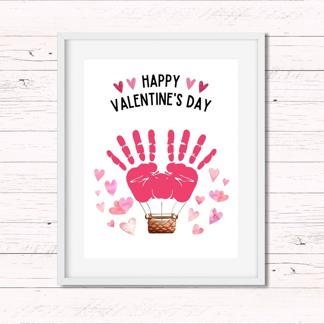 Valentine's Day Hot Air Balloon Handprint Art Template - Valentine ...