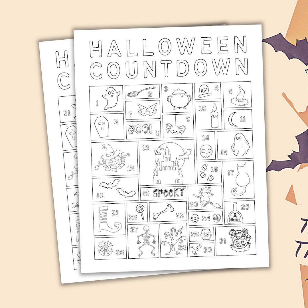 Printable Halloween Coloring Countdown - Halloween Countdown Coloring ...