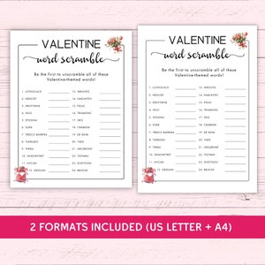 Valentine's Day Word Scramble - Printable Valentine Activity ...
