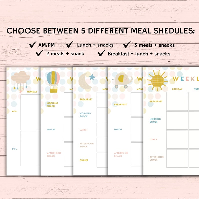 Printable Weekly & Monthly Daycare Menu - Blank Fillable PDF - Editable ...