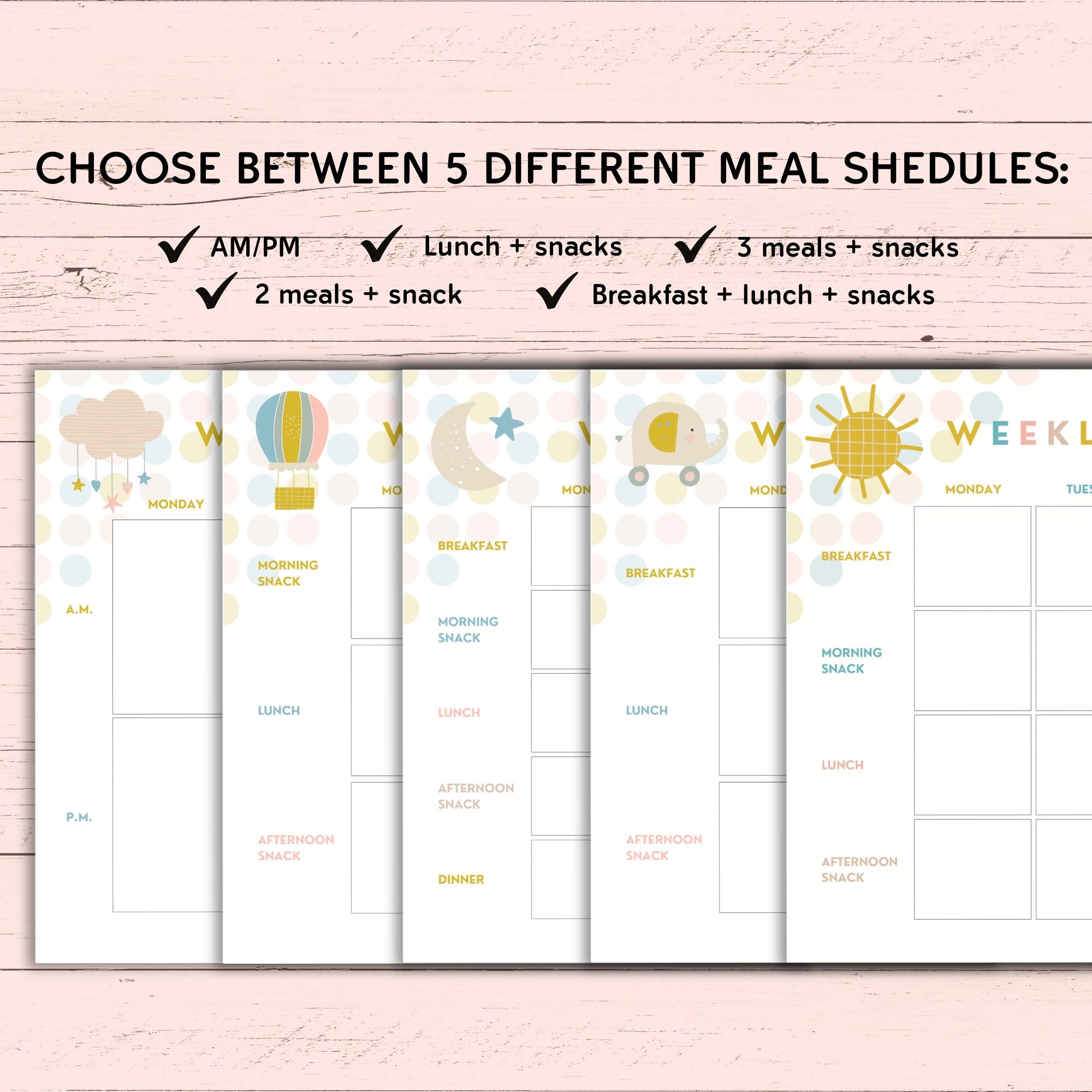 Printable Weekly & Monthly Daycare Menu - Blank Fillable PDF - Editable ...