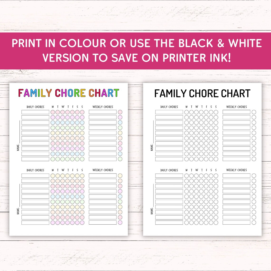 Printable Family Chore Chart Editable Chore Chart for Multiple Kids ...