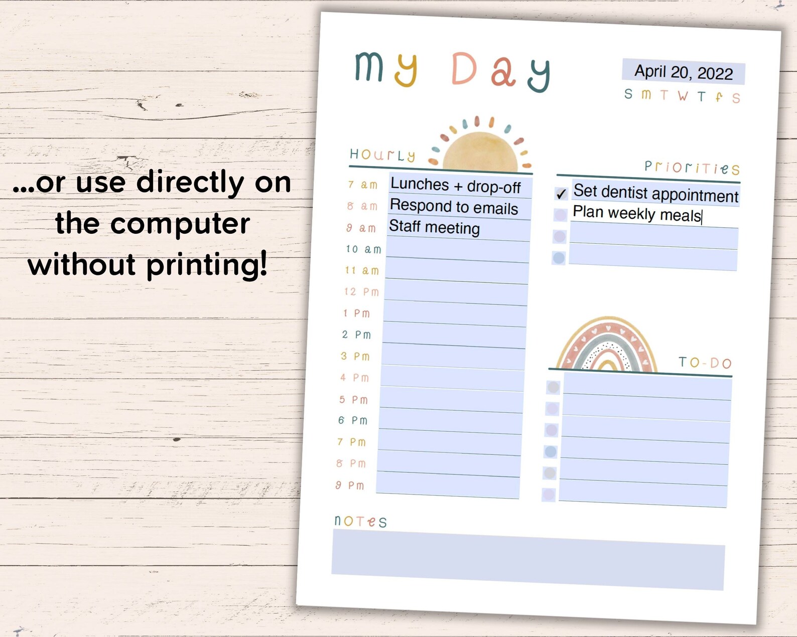 Printable Boho Daily Planner US Letter A4 Editable - Etsy