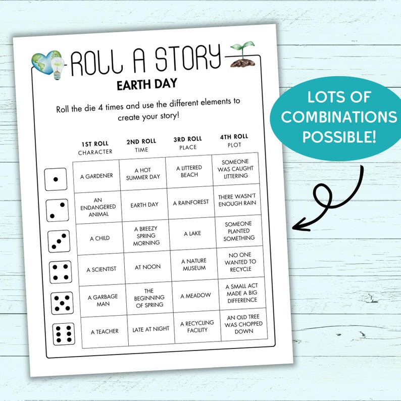 Earth Day Roll a Story - Creative Writing Prompt Activity - Printable ...