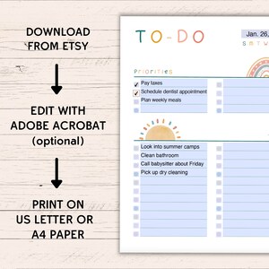 Printable Boho To-do List - US Letter + A4 - Editable Instant Download ...
