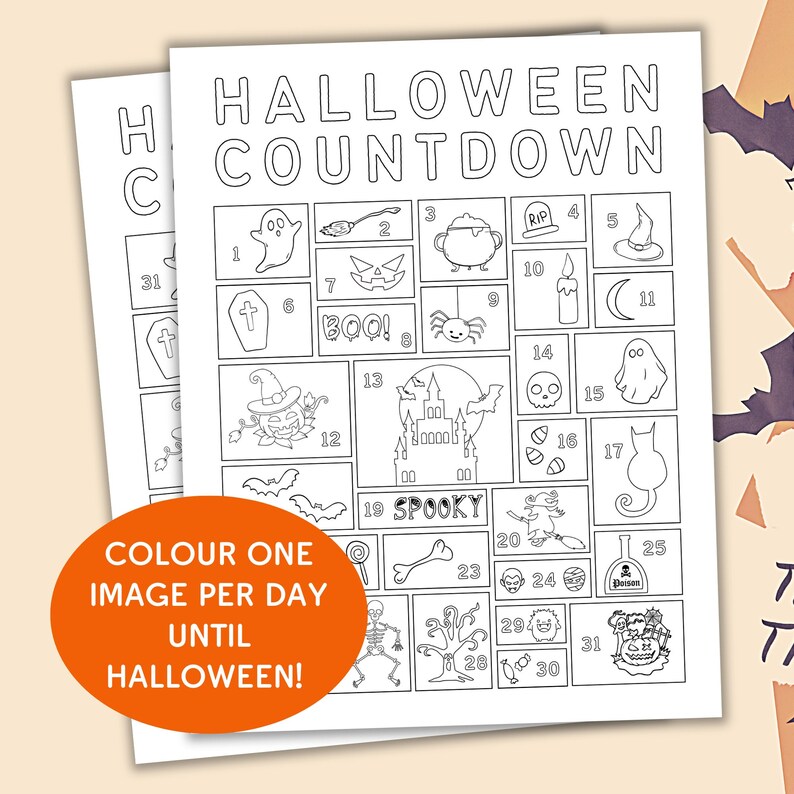 Printable Halloween Coloring Countdown - Halloween Countdown Coloring ...