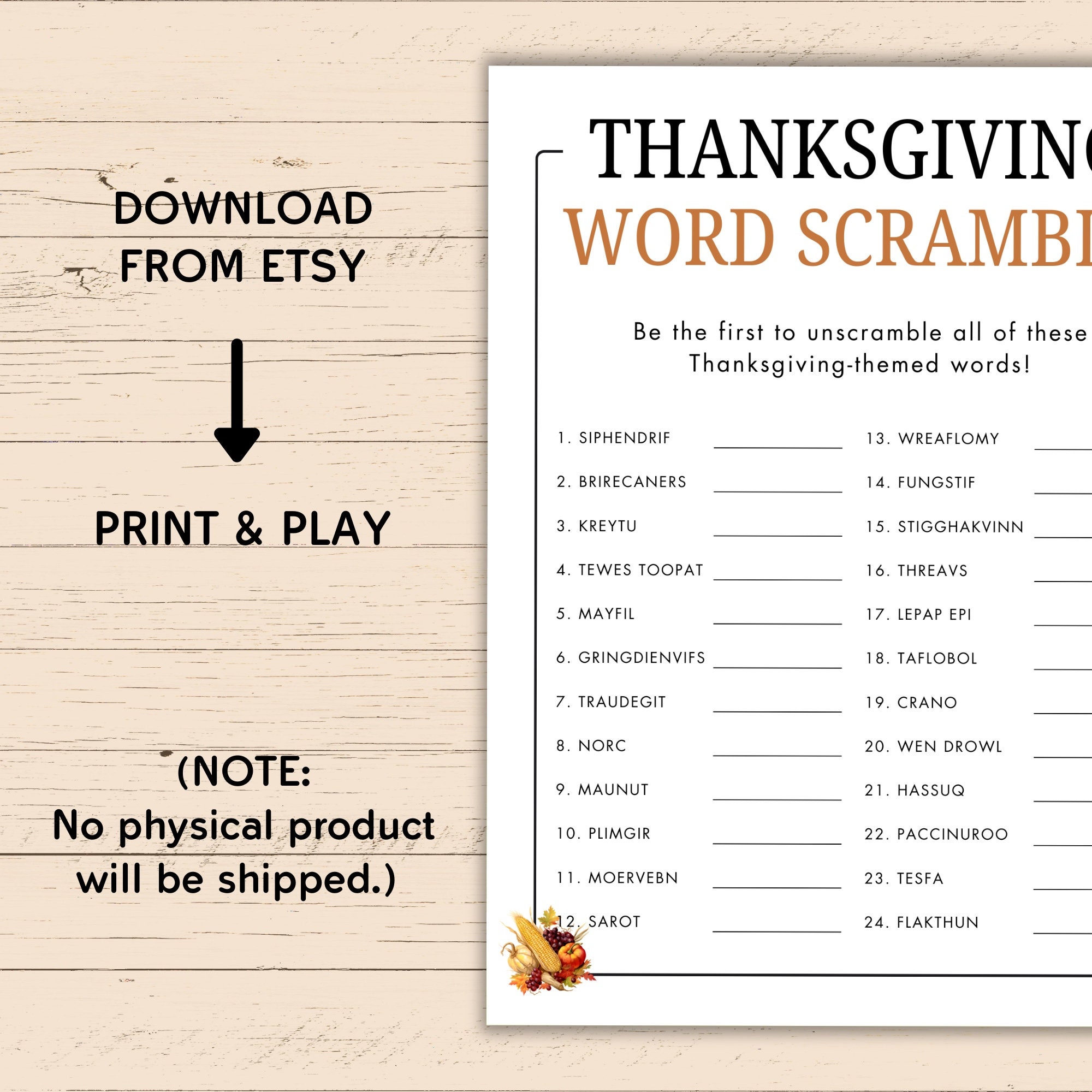 Thanksgiving Word Scramble - Printable Thanksgiving Activity ...