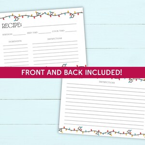 Printable Christmas Recipe Card Editable Recipe Card - Etsy