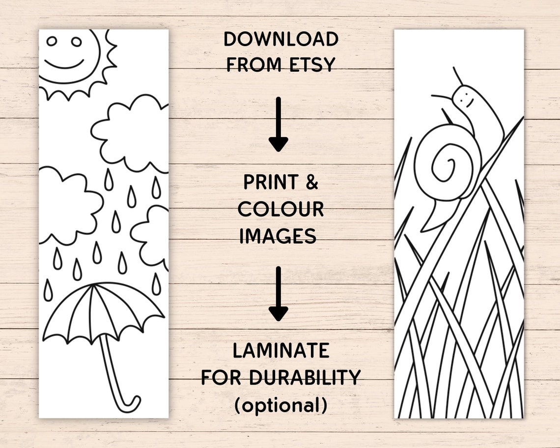 Printable Spring Coloring Bookmarks Set of 6 PDF Instant - Etsy