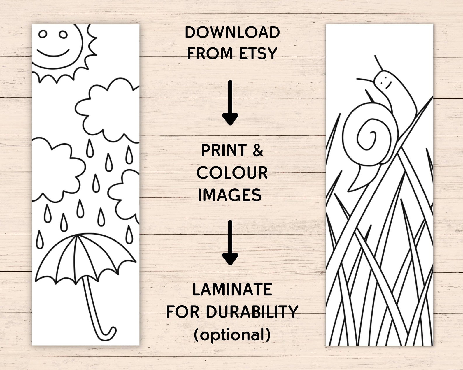 Printable Spring Coloring Bookmarks Set of 6 PDF Instant - Etsy