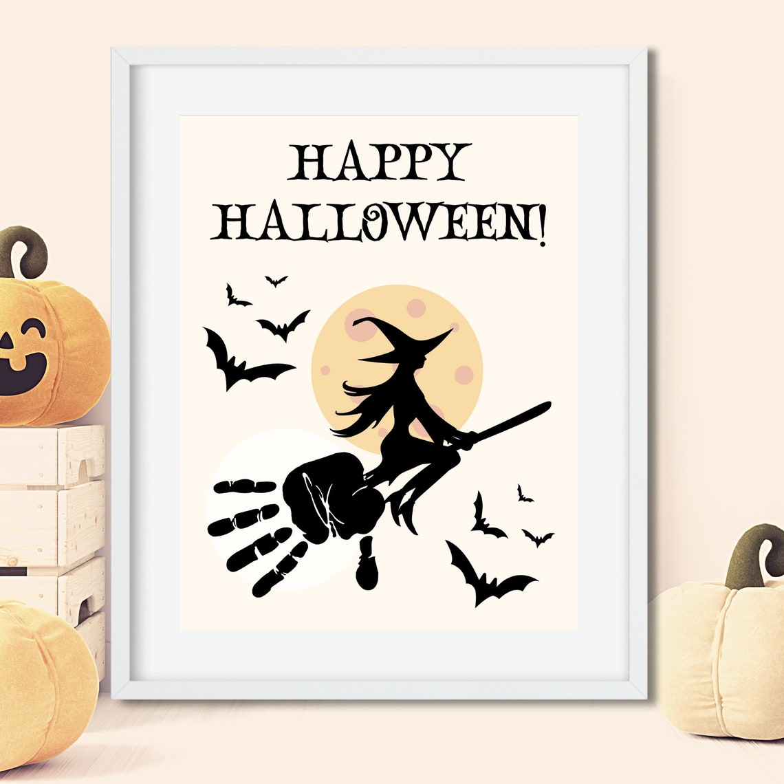 Halloween Witch's Broom Handprint Craft Template - Handprint Art Kit ...