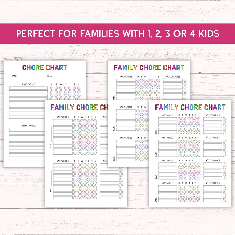 Printable Family Chore Chart - Editable Chore Chart for Multiple Kids ...