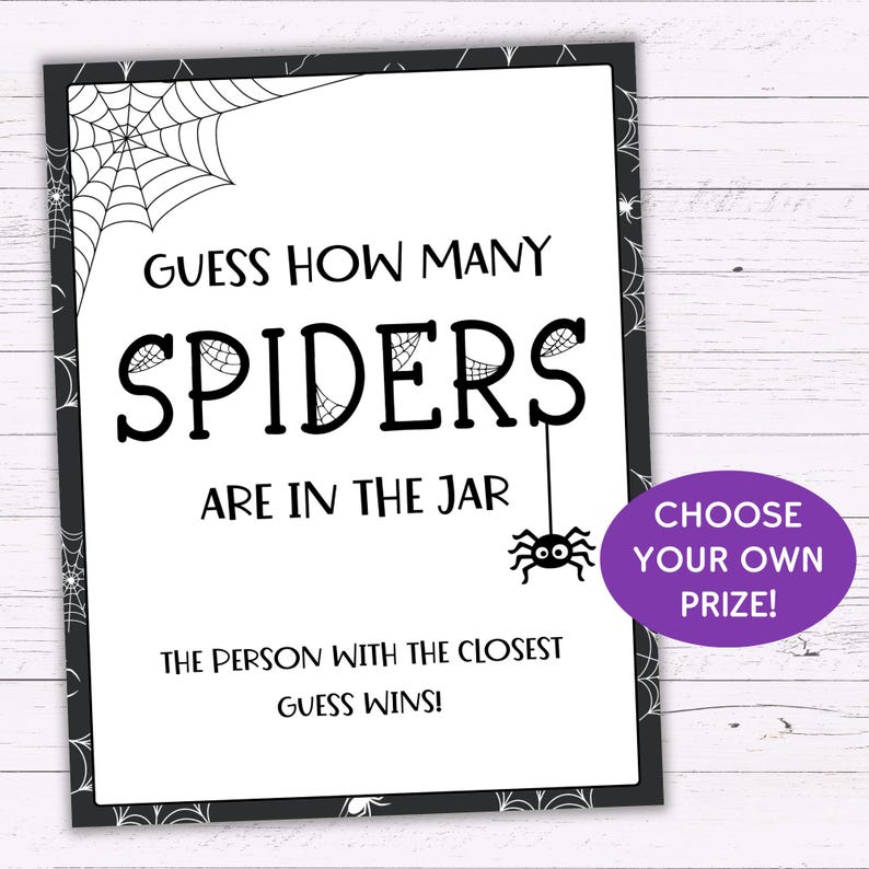 Spider Guessing Game - Printable Halloween Party Game - Classroom Game ...