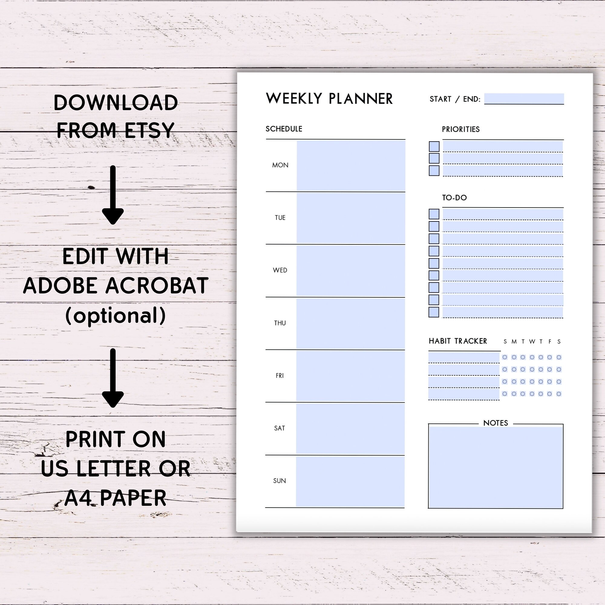 Editable Daily + Weekly + Monthly Planner Set - Instant Download ...
