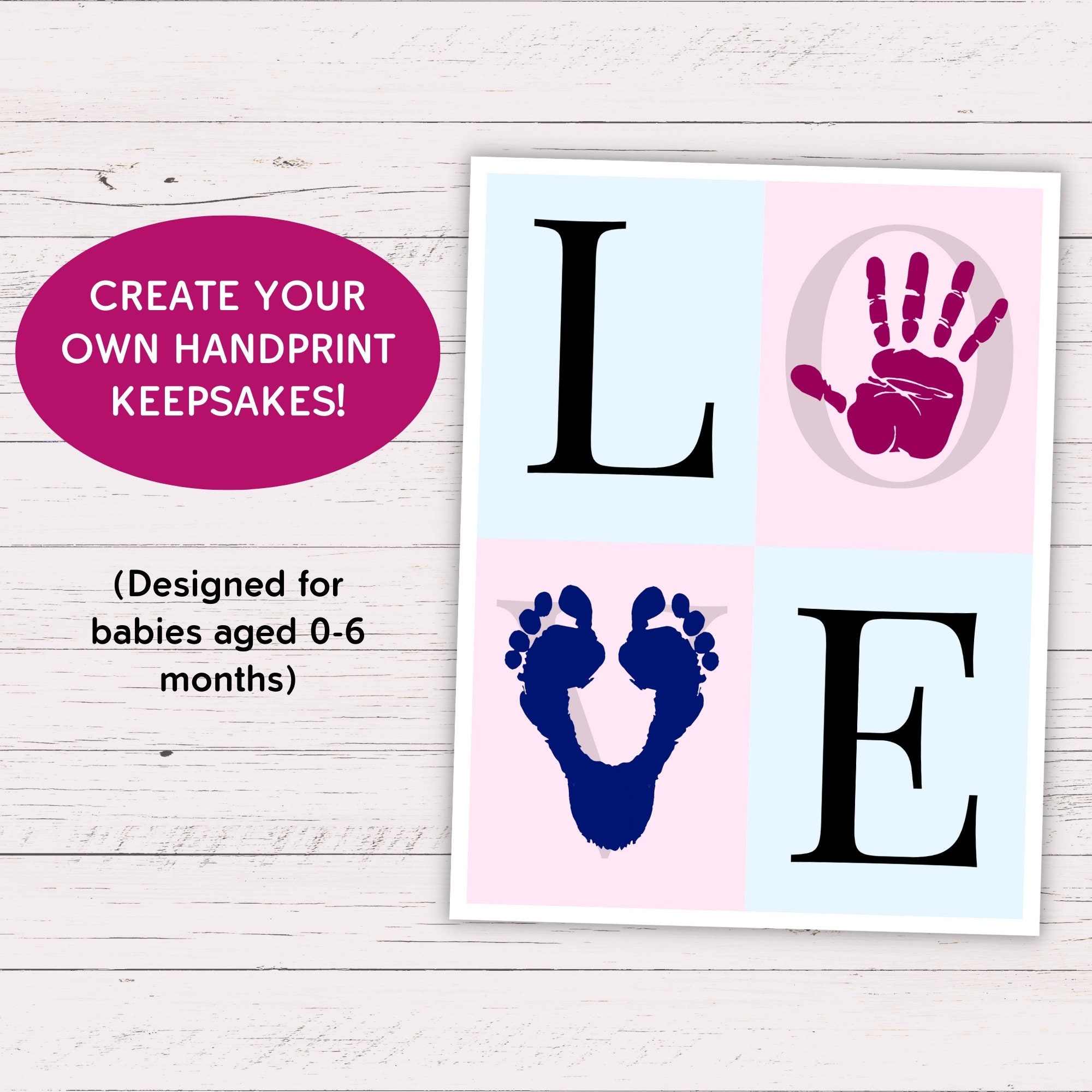 Printable LOVE Baby Handprint Footprint Craft Template DIY Baby ...