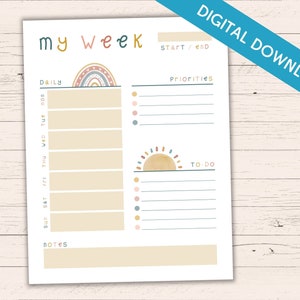Printable Boho Weekly Planner US Letter A4 Editable - Etsy