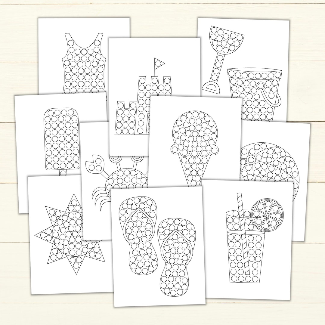 Summer Dot Marker Coloring Pages - Dot Marker Worksheets - Preschool ...