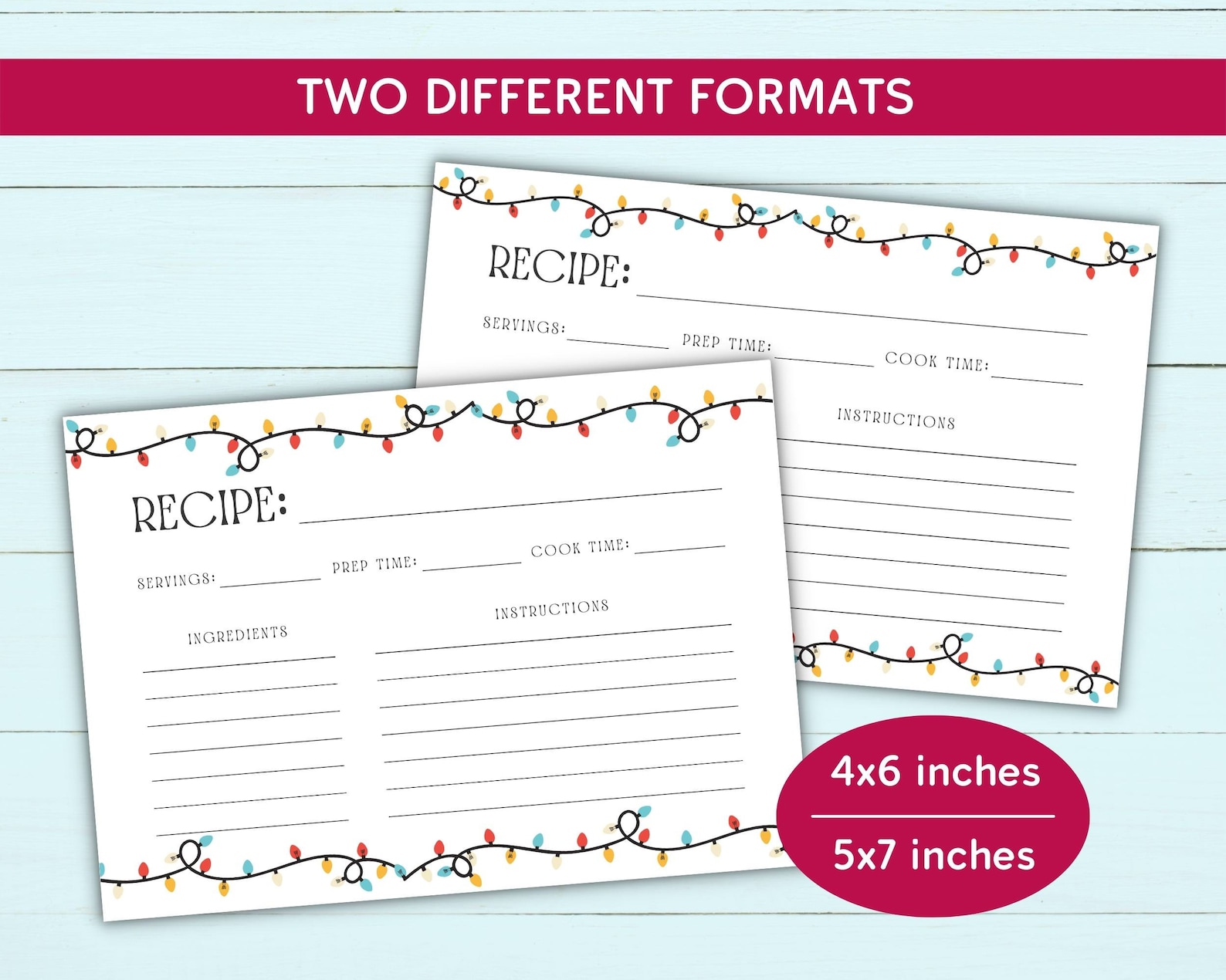 Printable Christmas Recipe Card Editable Recipe Card - Etsy