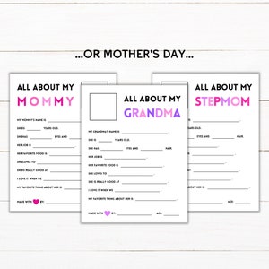 Printable "all About My Family" Questionnaires - Instant Download ...