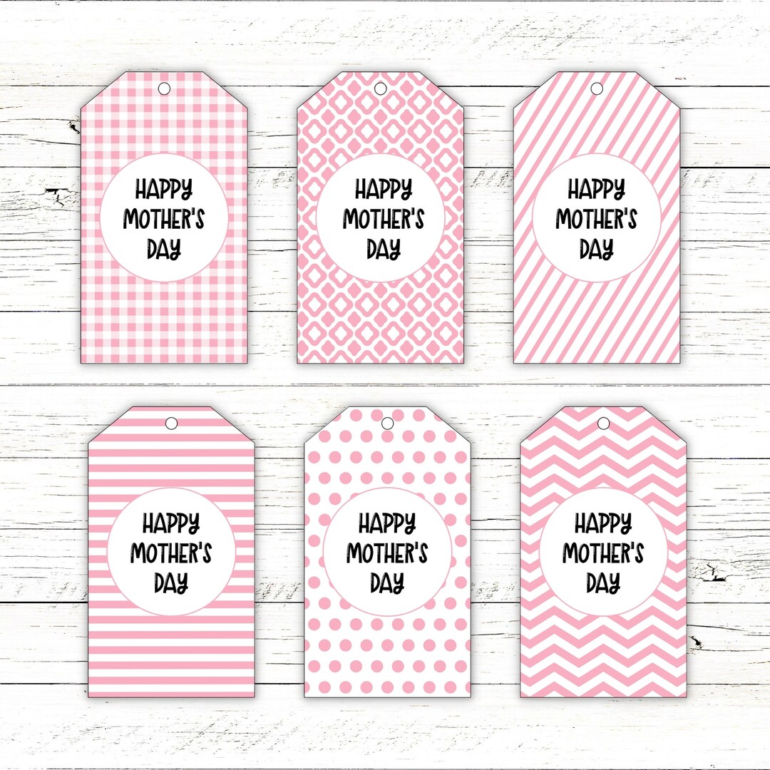 Printable Mother's Day Gift Tag Bundle With Pink Patterned Background ...